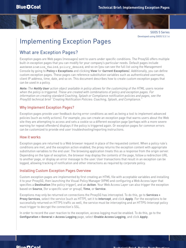 Implement Exception Pages Pdf Proxy Server World Wide Web 