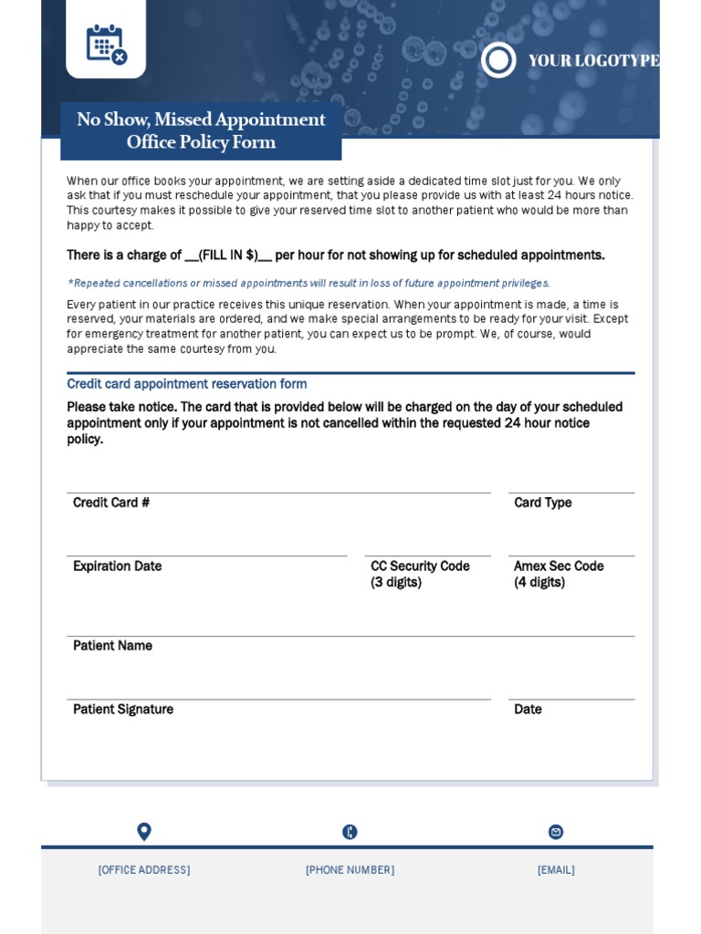 No Show, Missed Appointment Office Policy Form | PDF