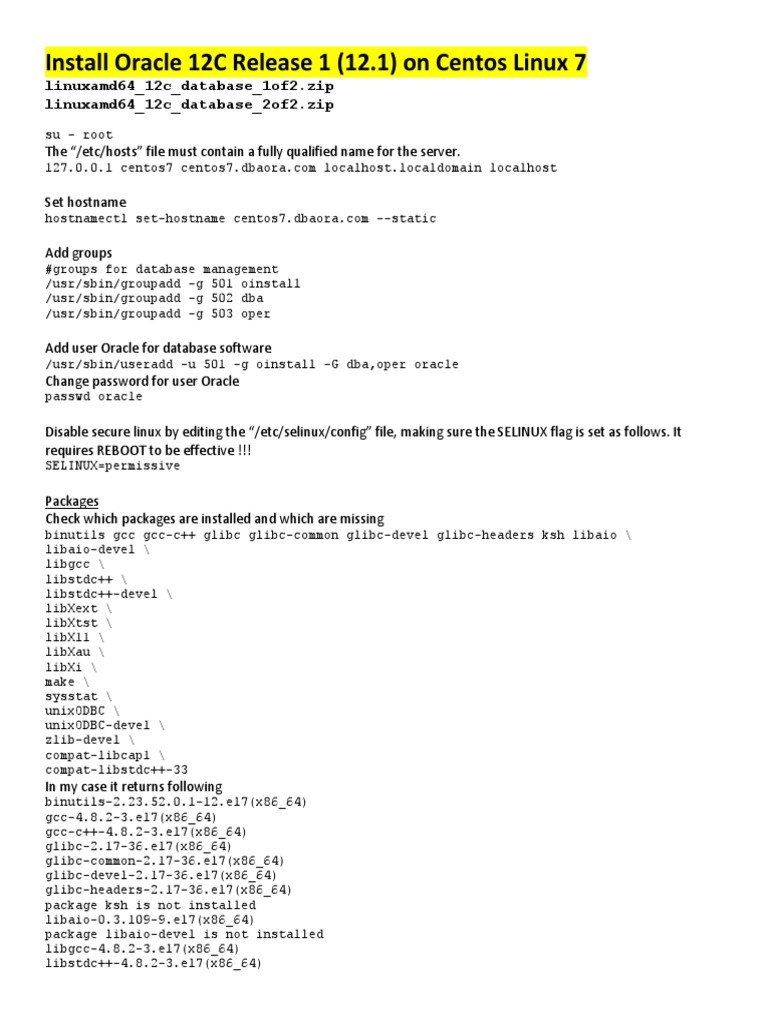 Install Oracle 12c Release 1 Pdf Oracle Database Command Line