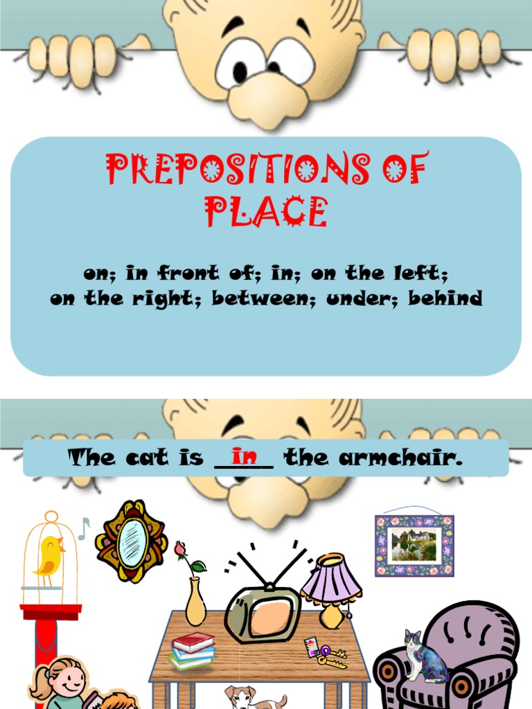 Prepositions of Place: On in Front of in On The Left On The Right ...