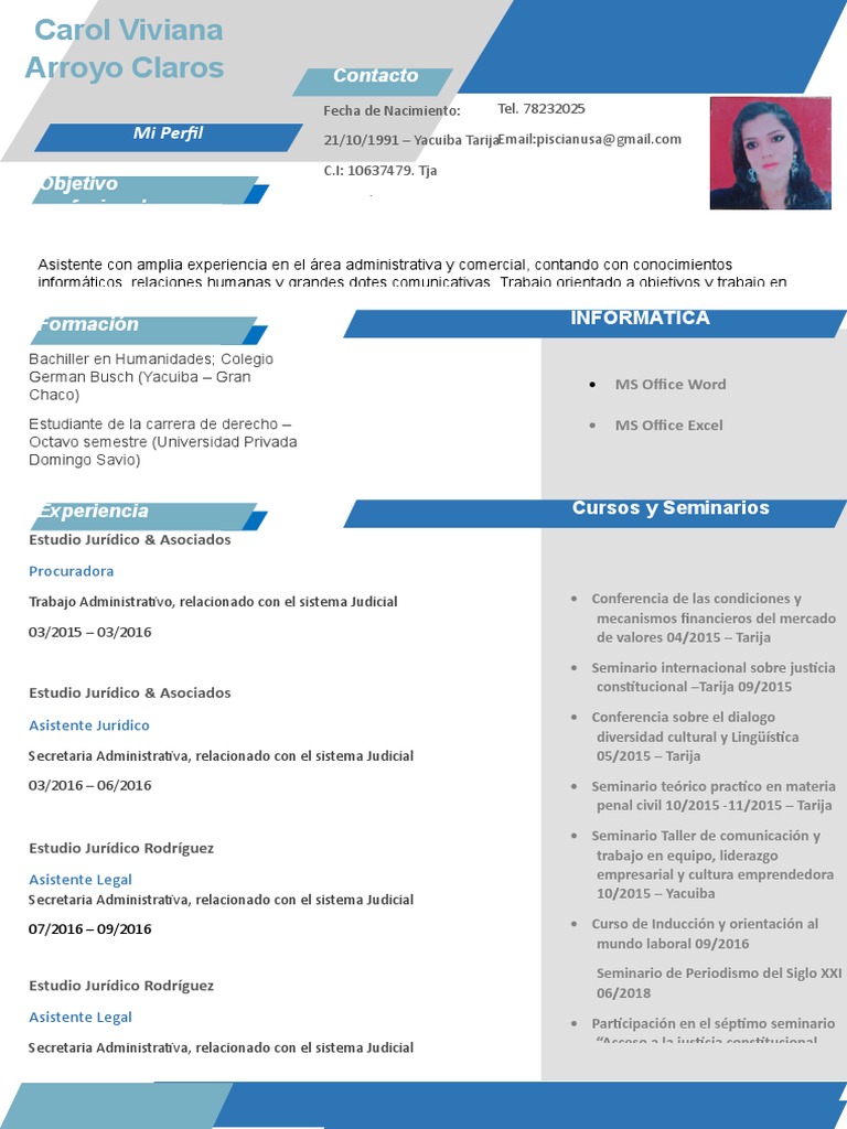 Modelo Curriculum Carol Arroyo | PDF | Despacho de abogados | Gobierno
