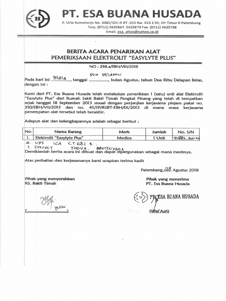 Berita Acara Penarikkan Alat | PDF