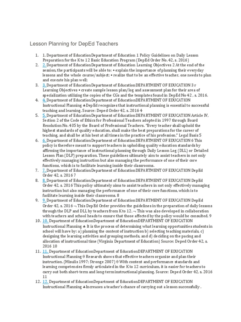 DepEd Lesson Planning Guidelines | PDF | Lesson Plan | Educational ...