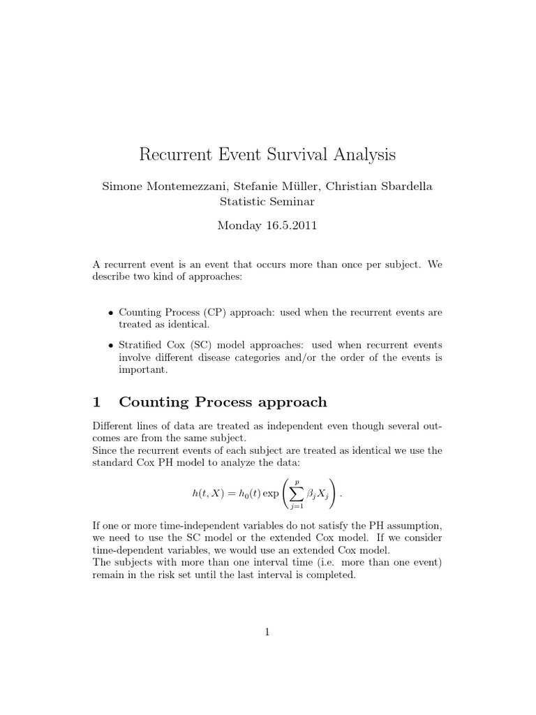 Recurrent Event Survival Analysis | PDF | Data Analysis | Mathematical And Quantitative Methods ...