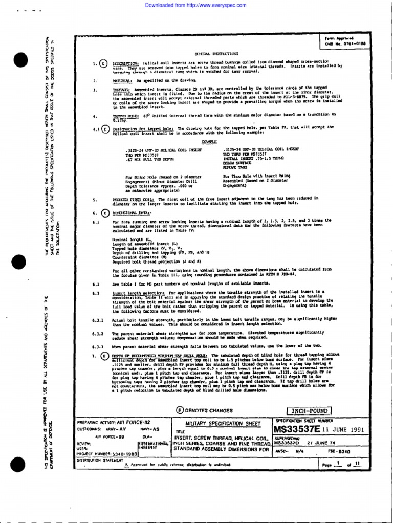 Military Specification for Helical Coils | PDF