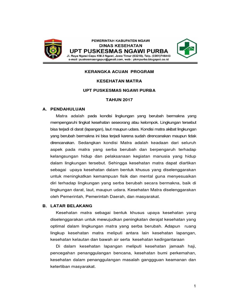 Program Kesehatan Matra 2017 | PDF | Sains & Matematika