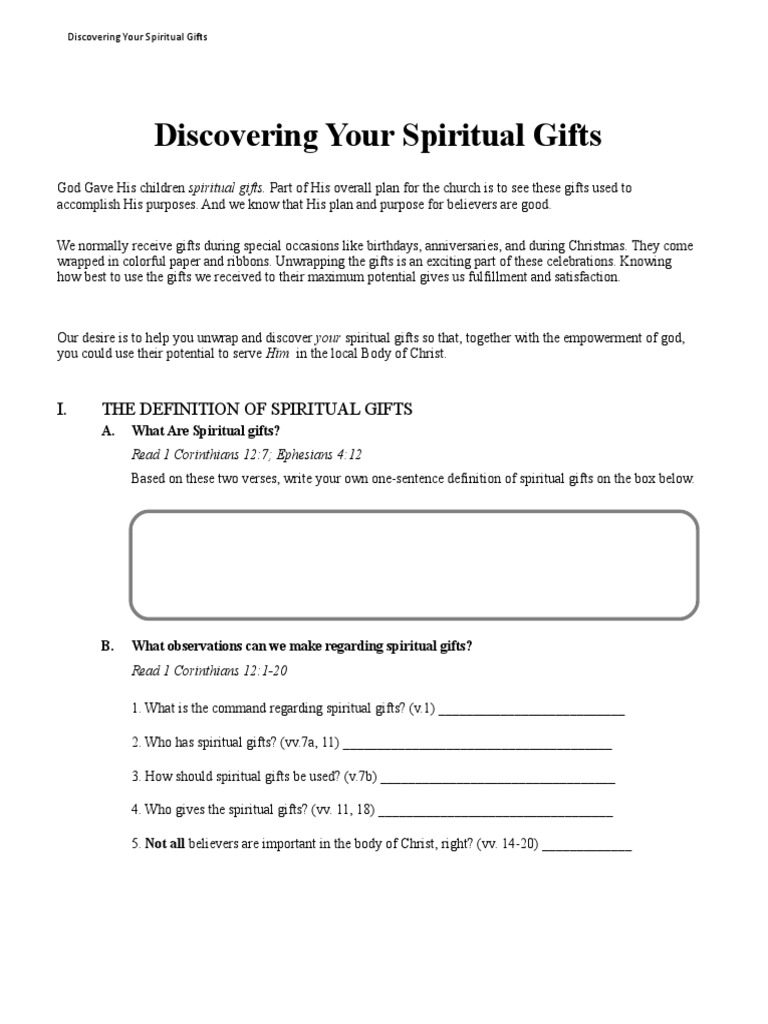 Discovering Your Spiritual Gifts Tsw Pdf Spiritual Gift Glossolalia