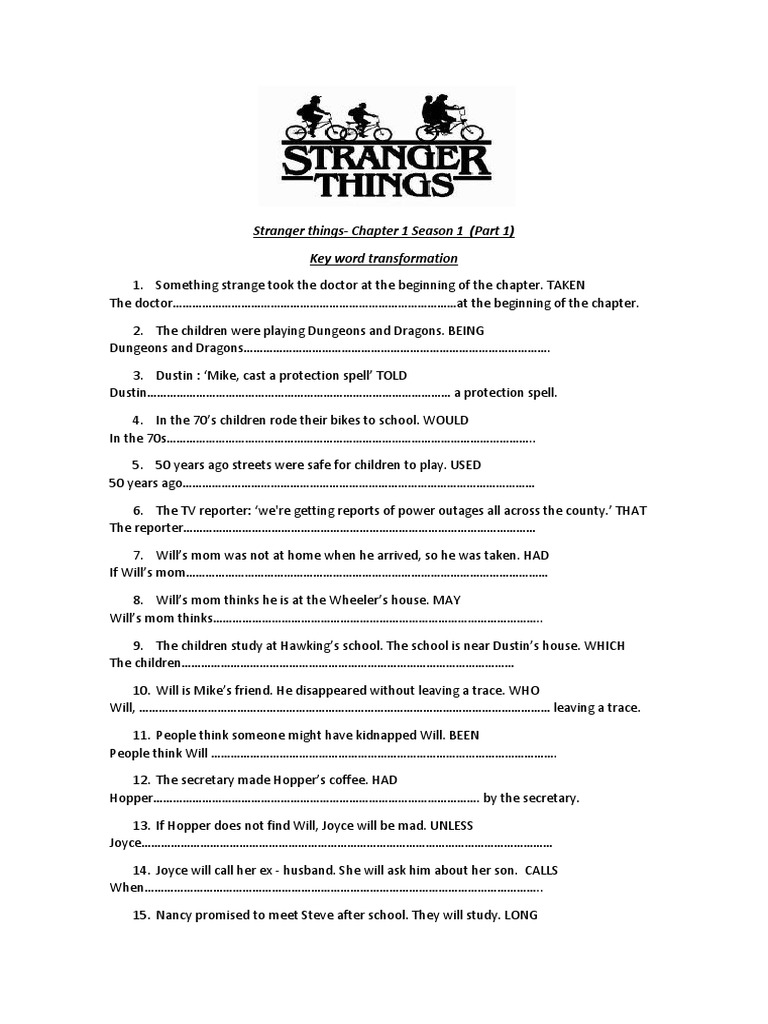 Stranger Things - Chapter 1 Revision Gramma | PDF | Games & Activities ...