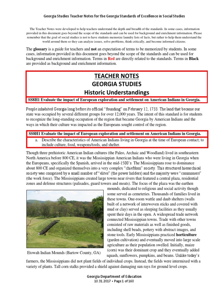 Social Studies 8th Grade Teacher Notes | PDF | Native Americans In The ...