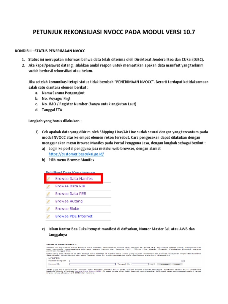 Petunjuk Rekonsiliasi Nvocc Pada Modul Versi 107 | PDF