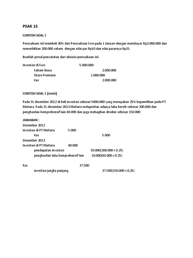 Contoh Soal Psak 14 | PDF