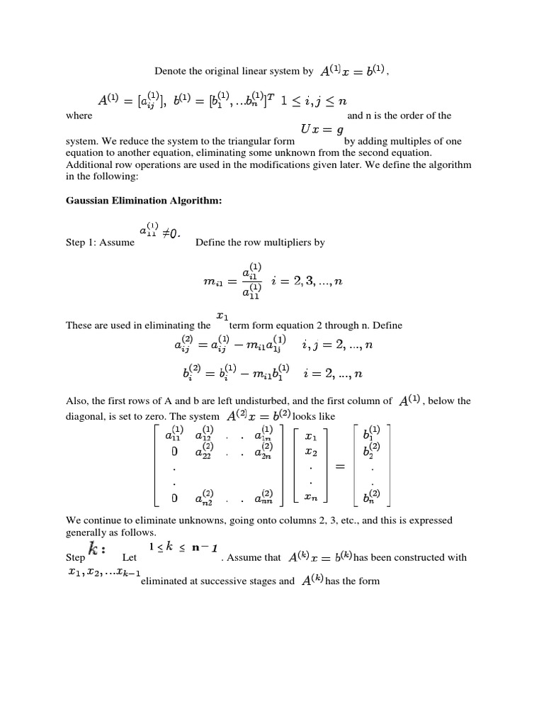 Gaussian Elimination Algorithm | PDF | Teaching Methods & Materials ...