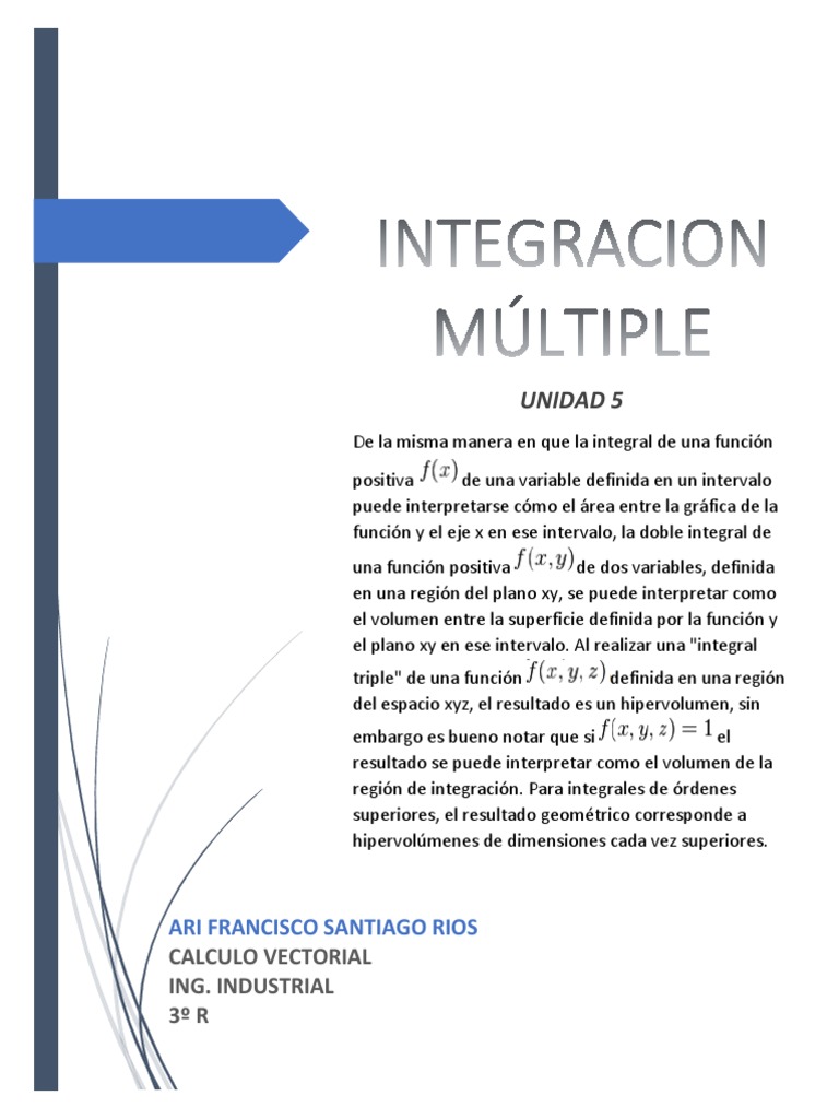 Integración Múltiple en Cálculo Vectorial | PDF | Integral | Vector ...
