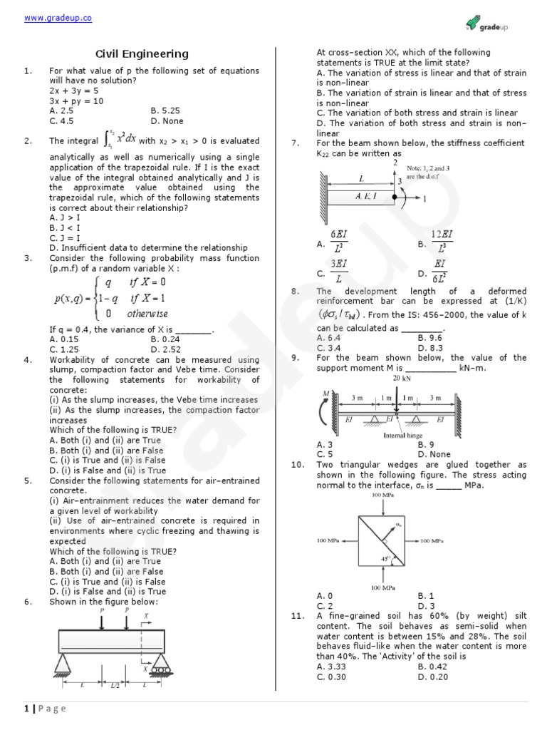 Civil Engineering Problem Set Solutions | PDF | Soil Mechanics | Materials