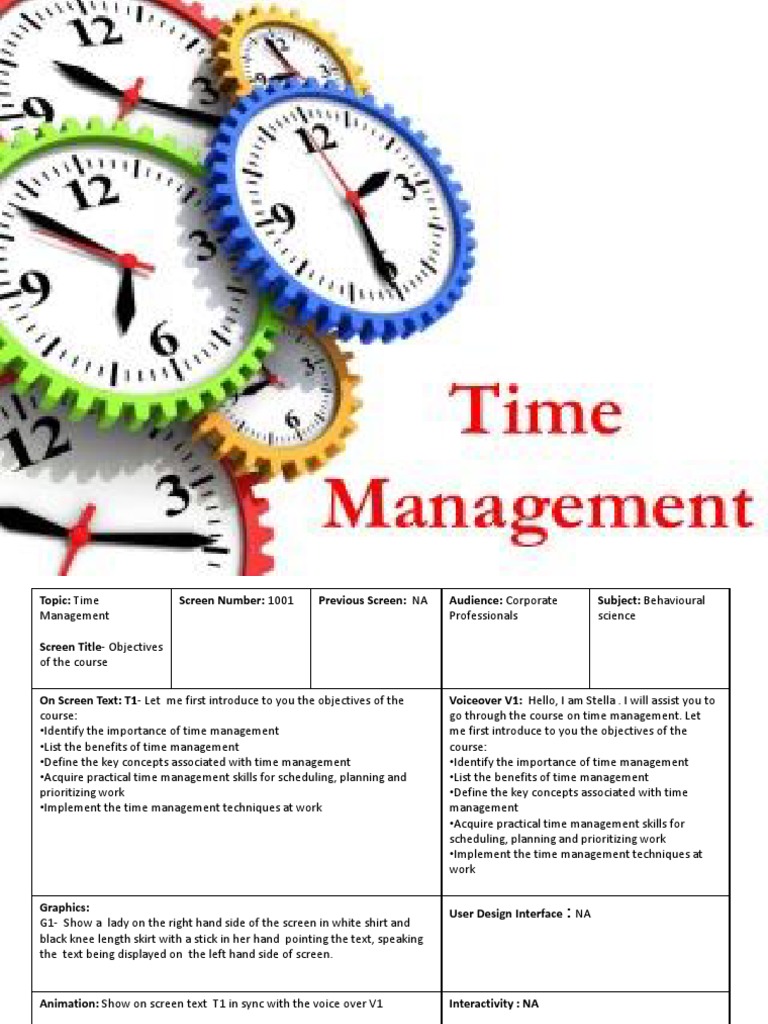 Storyboard For Time Management | PDF | Graphical User Interfaces | Time ...