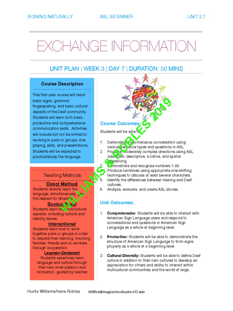 Lesson Plan 1 | PDF | Sign Language | American Sign Language