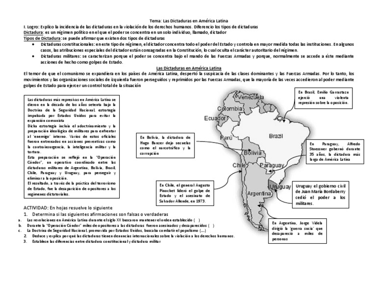 Dictaduras y Derechos Humanos en LATAM | PDF | Dictadura | Ciencias ...