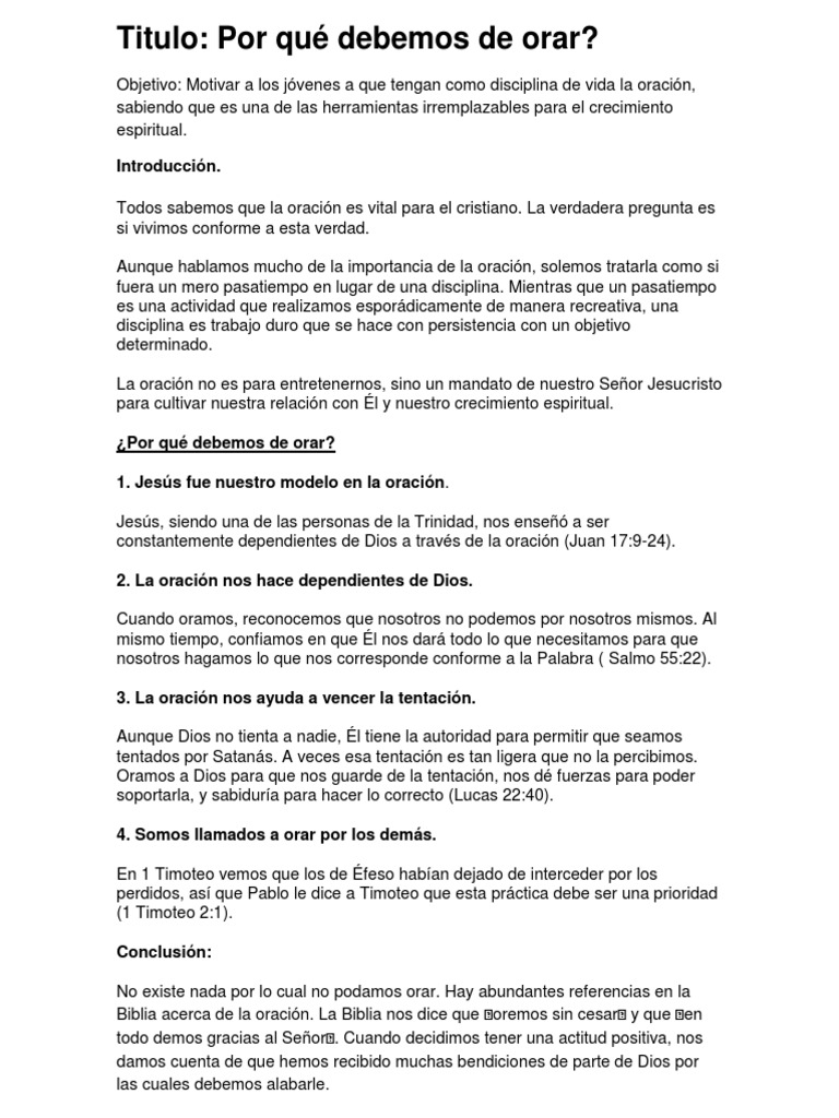 Por Que Debemos de Orar | PDF