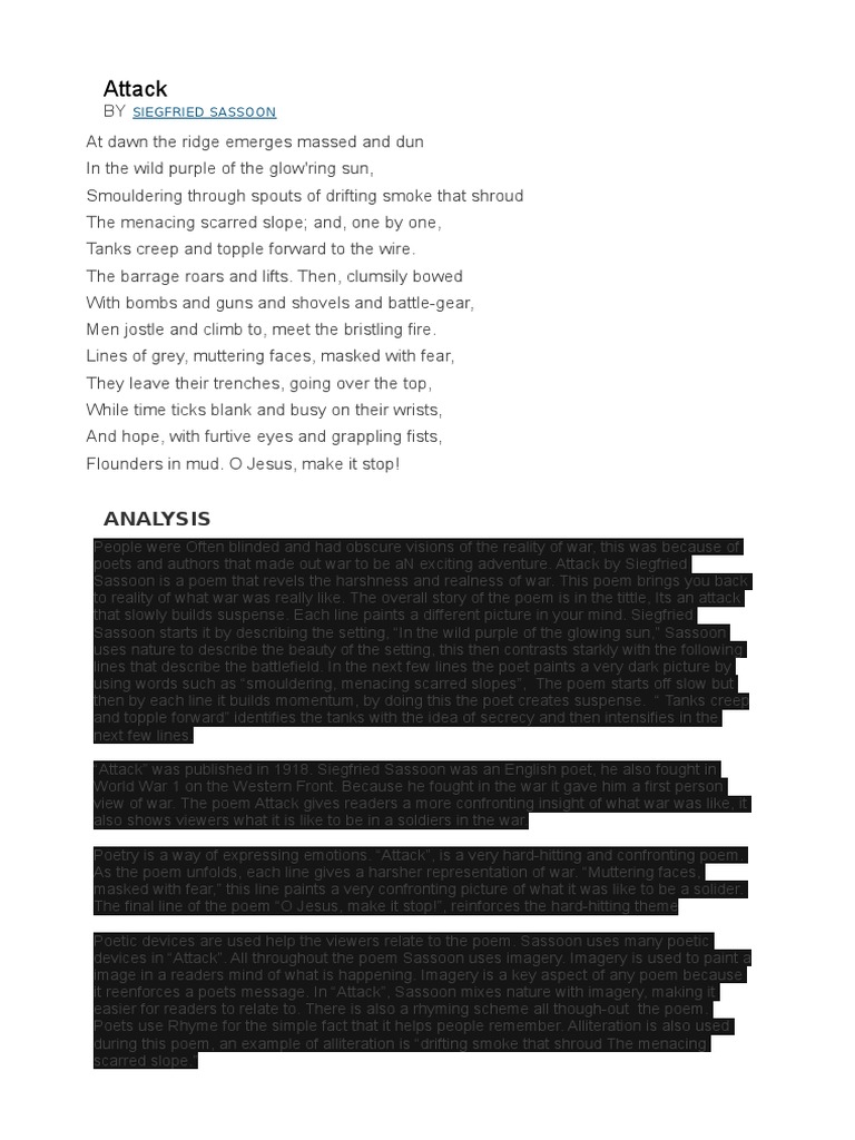 Attack by Siegfried Sassoon | Poetry | Unrest