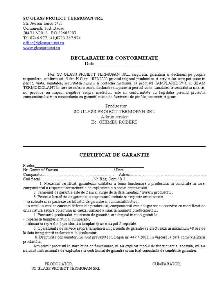 Certificat de Garantie | PDF