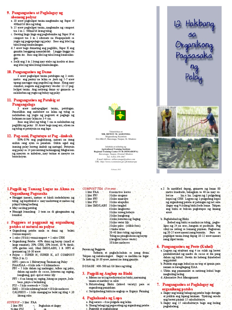 12 Hakbang Sa Organikong Pagsasaka NG Palay - 0 | PDF