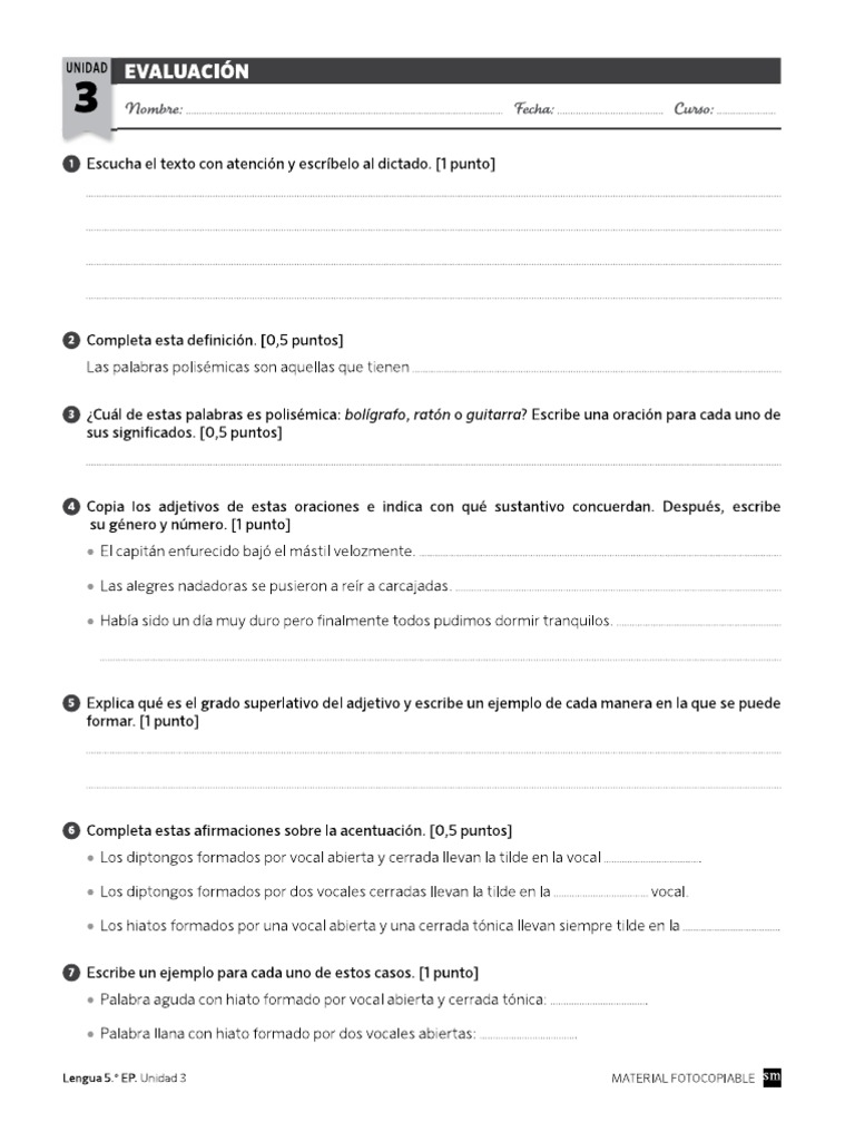 Examen lengua 5 savia