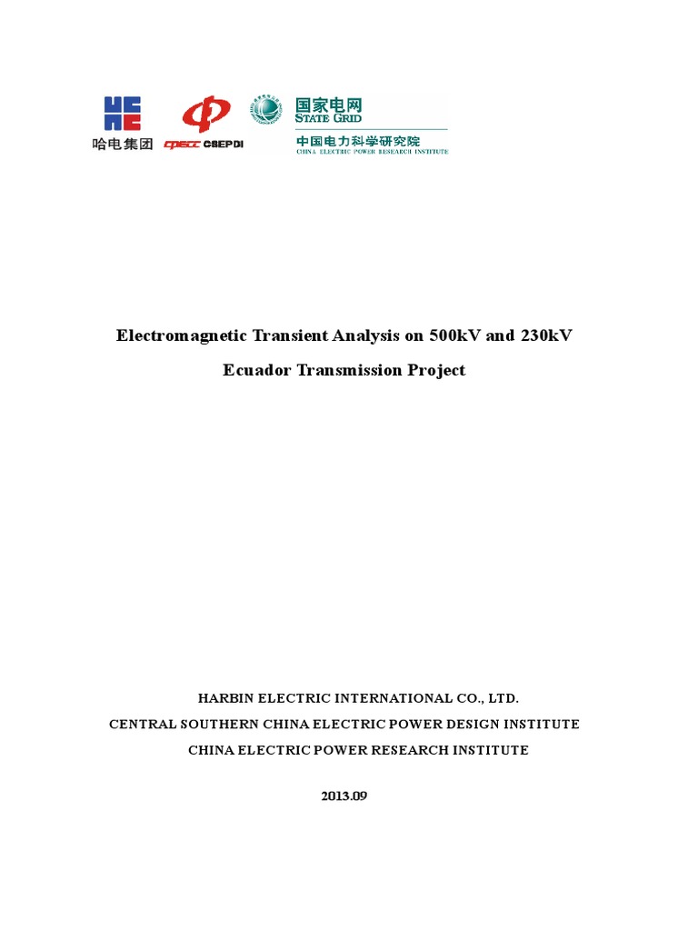 Electromagnetic Transient Analysis On 500kV and 230kV Ecuador ...