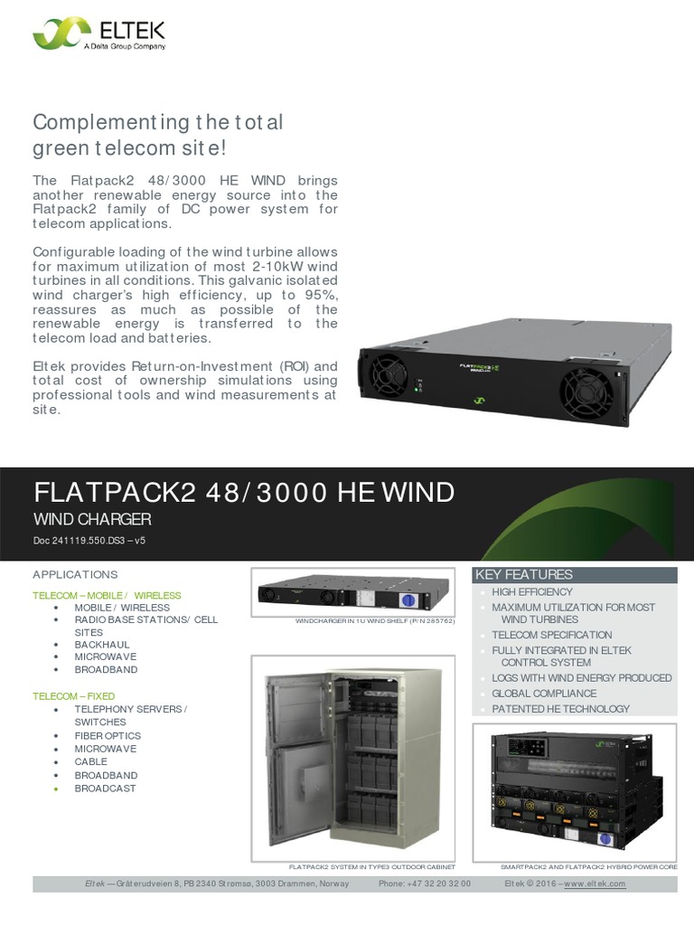 04 - Eltek 48v 3000 | PDF | Wind Power | Battery Charger