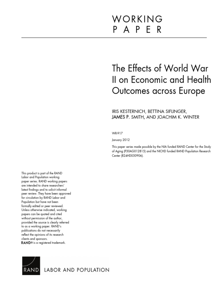 Working P A P E R: Iris Kesternich, Bettina Siflinger, James P. Smith ...