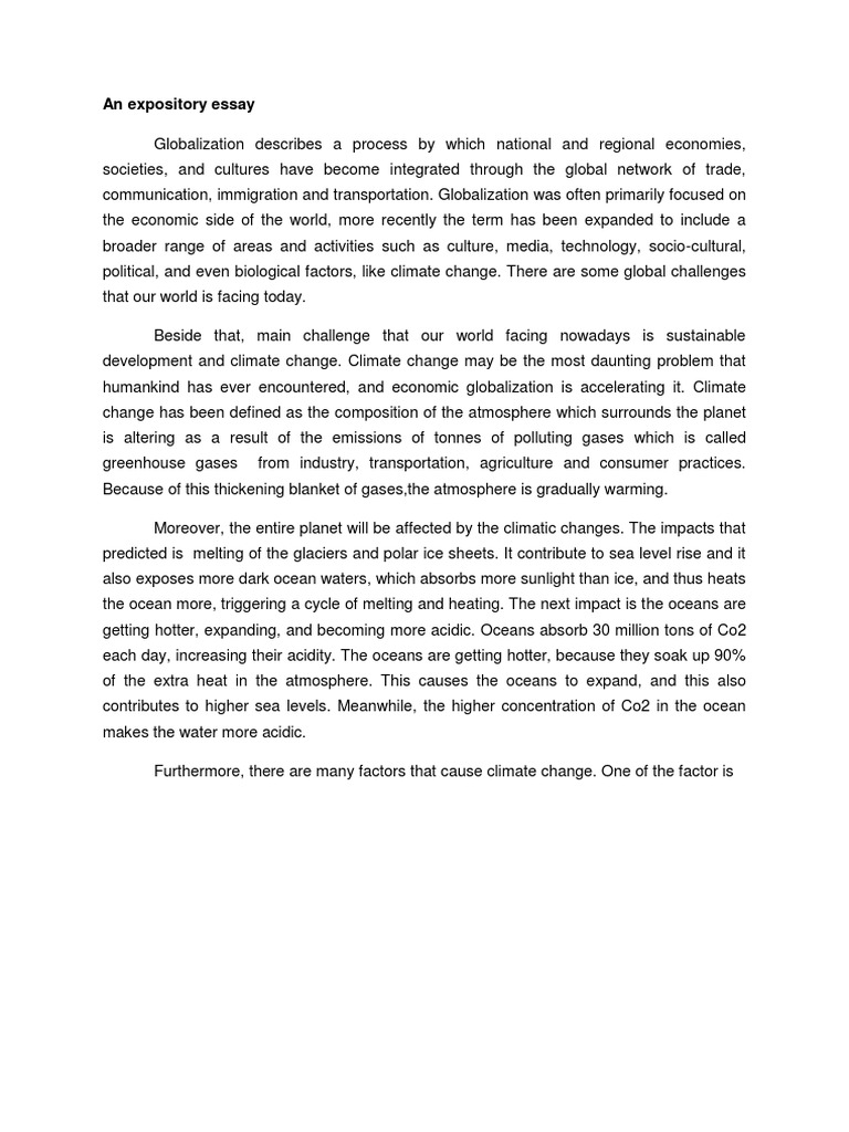 An Expository Essay | Download Free PDF | Climate Change | Sustainability