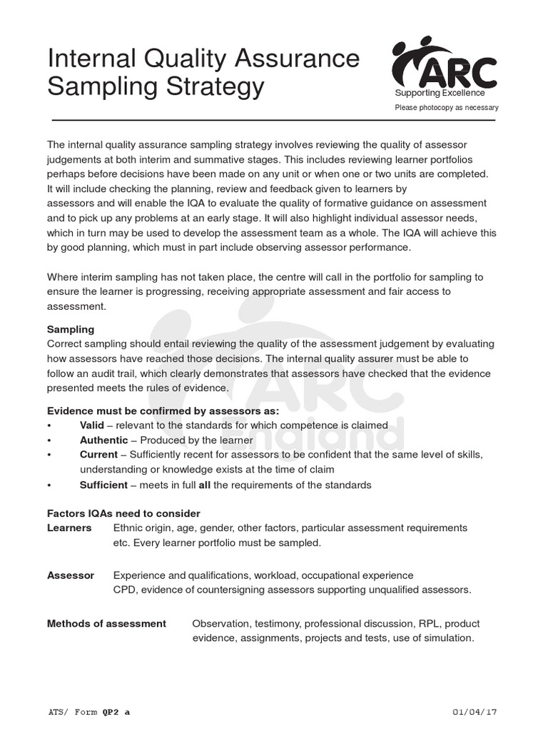 QP2 IQA Sampling Strategy | PDF | Educational Assessment | Sampling ...