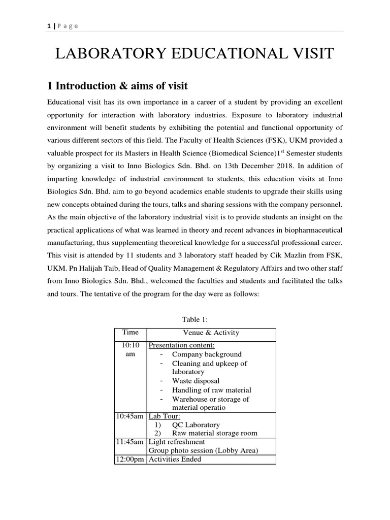 Lab Visit Report | PDF | Molecular Cloning | Biopharmaceutical