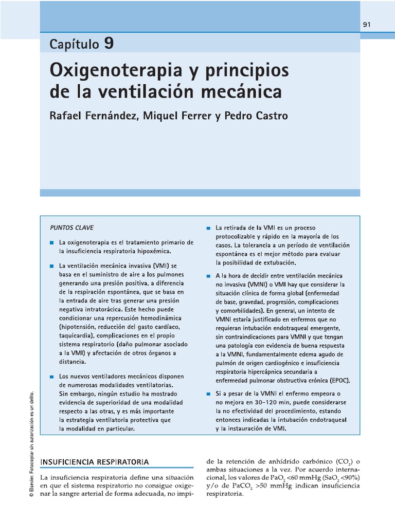 Oxigenoterapia y Principios de La Ventilación Mecánica | PDF
