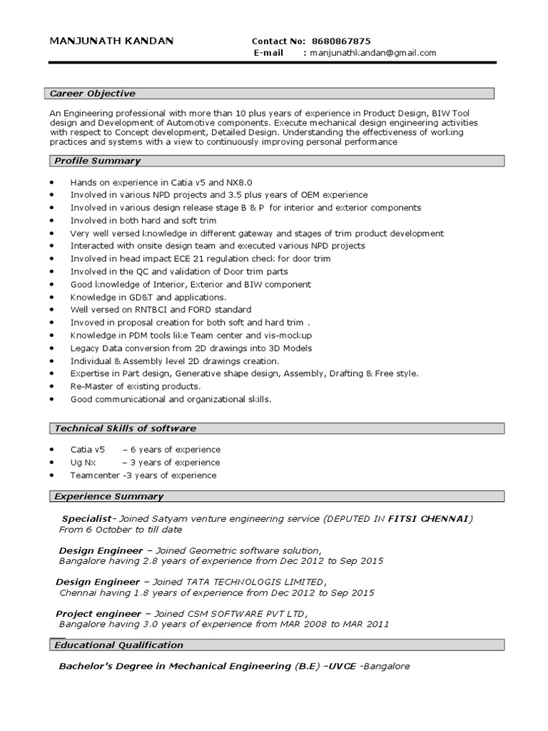 Manjunath Kandan Resume | PDF | New Product Development | Computer ...