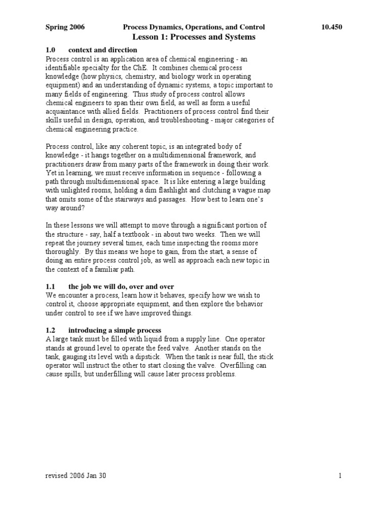 Process Dynamics Operations & Control | PDF | Control Theory | System