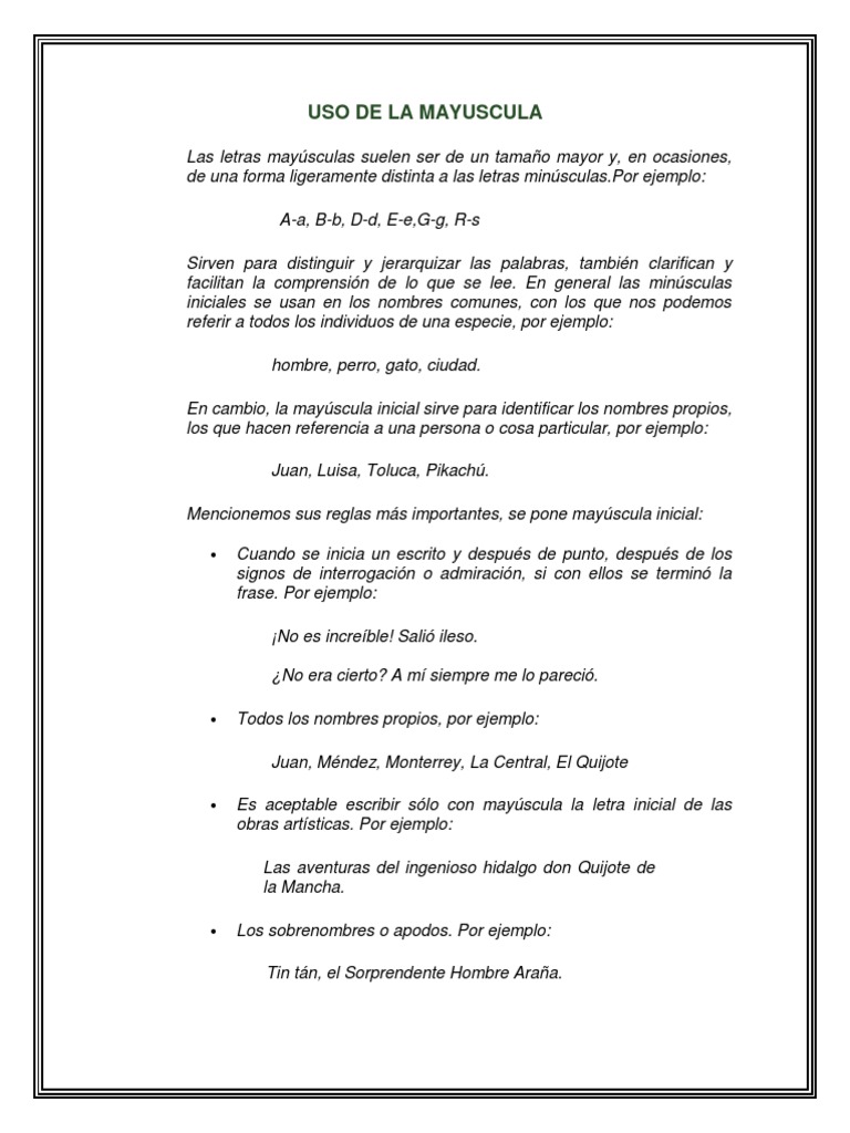 Uso de La Mayuscula | PDF | Ortografía | Lingüística