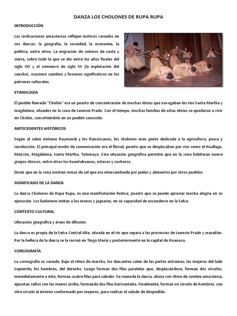 Danza Los Cholones de Rupa Rupa | PDF
