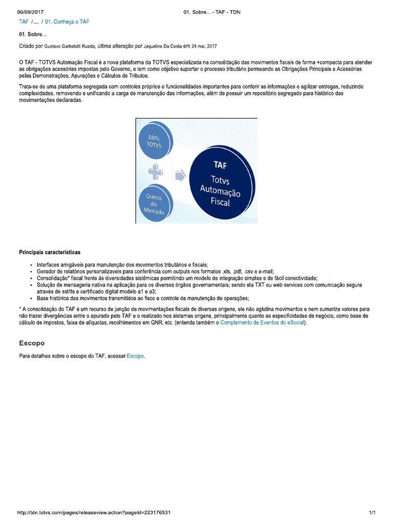 Conheça o TAF PDF | PDF