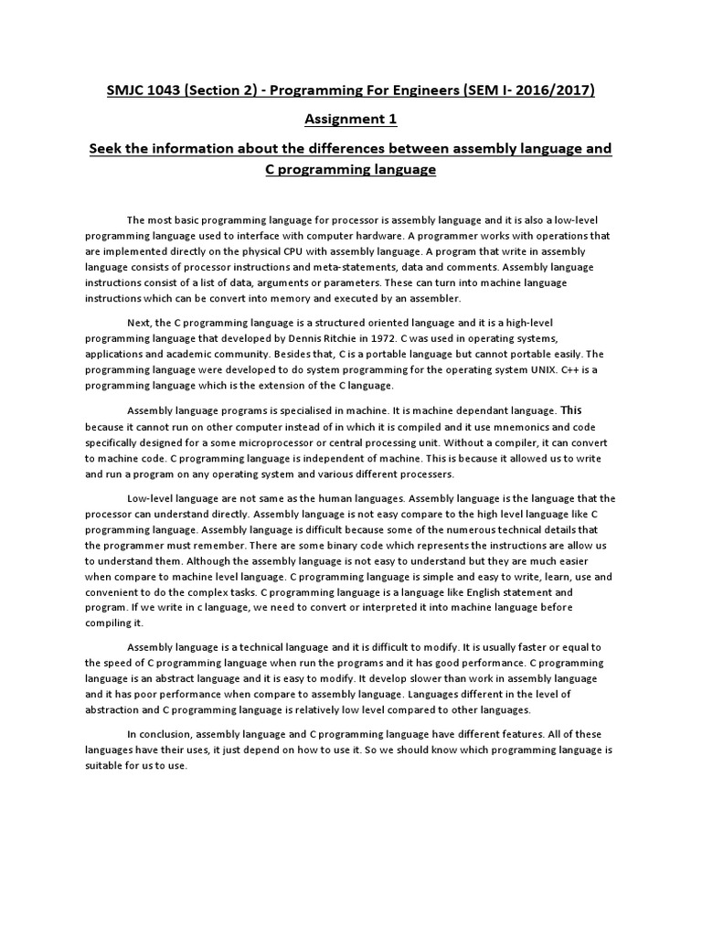 SMJC 1043 (Section 2) - Programming For Engineers (SEM I-2016/2017 ...