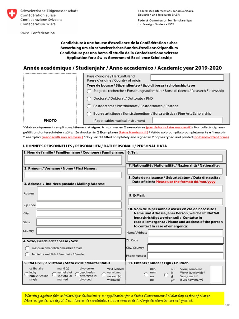 02 FCS Application Form Eng 2019 2020 | PDF | Doctorate | Passport