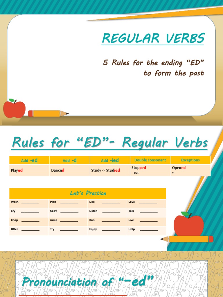 Regular Verbs: 5 Rules For The Ending "ED" To Form The Past | PDF