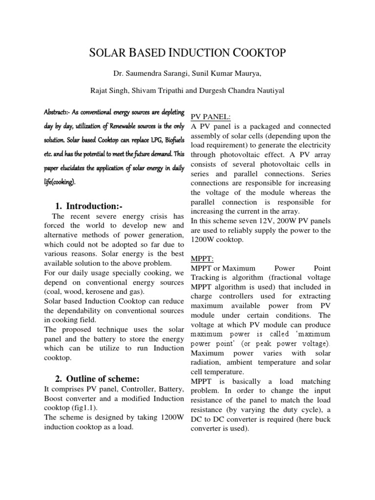 Solar Based Induction Cooktop | PDF | Photovoltaics | Direct Current