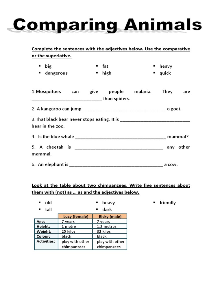 Complete The Sentences With The Adjectives Below. Use The Comparative ...