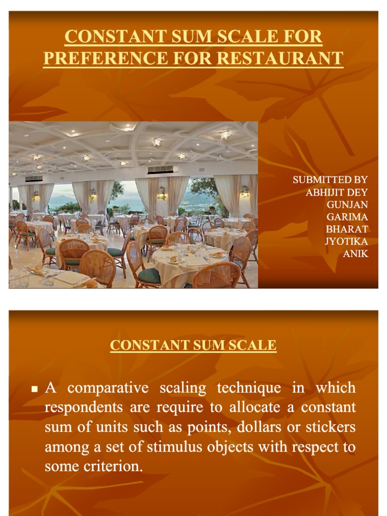 Constant Sum Scale For | PDF