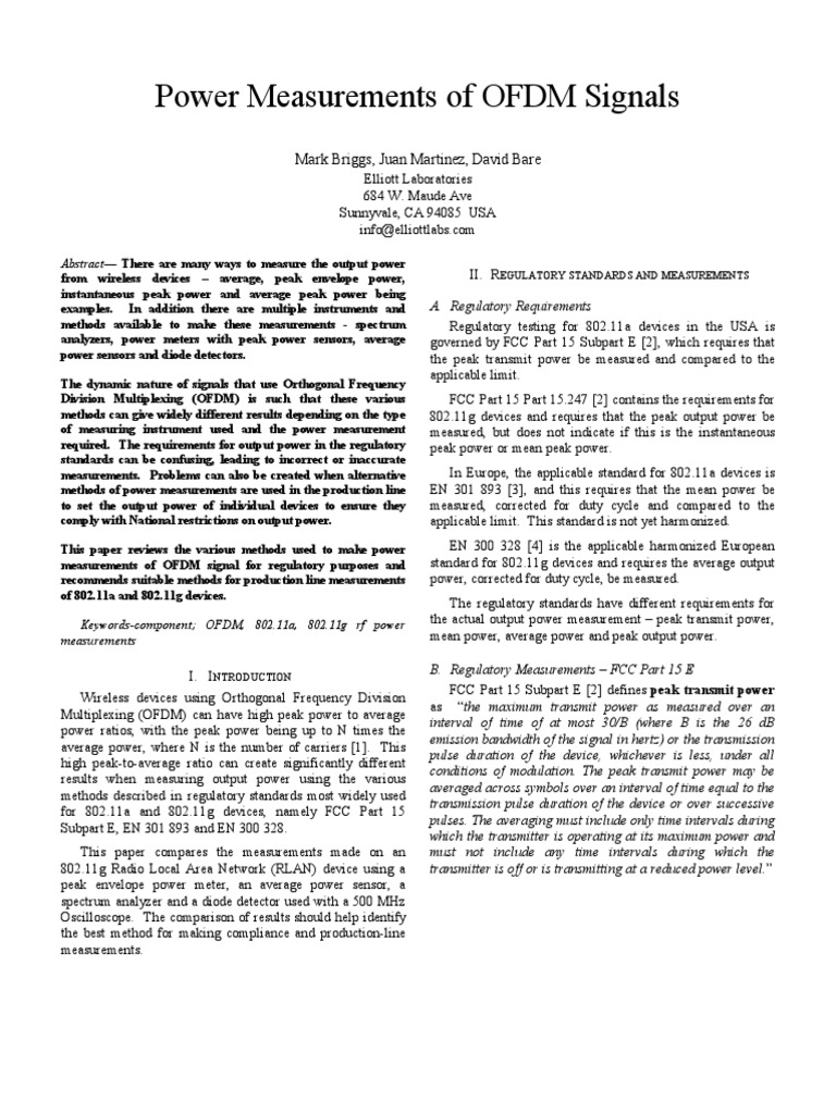 OFDM Power Measurements | PDF | Orthogonal Frequency Division ...