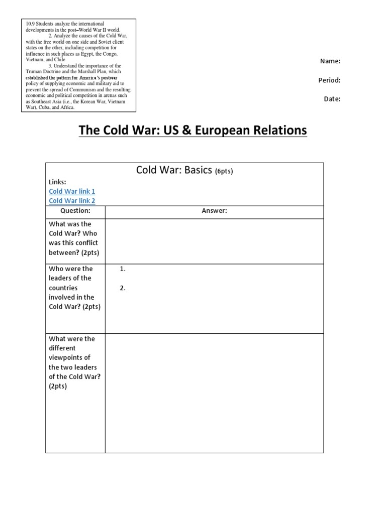 The Cold War: US & European Relations | PDF | Marshall Plan | Cold War