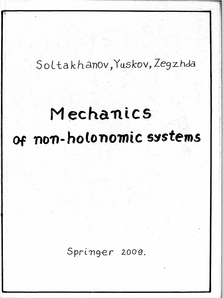 Mechanics of Non-Holonomic Systems PDF | PDF