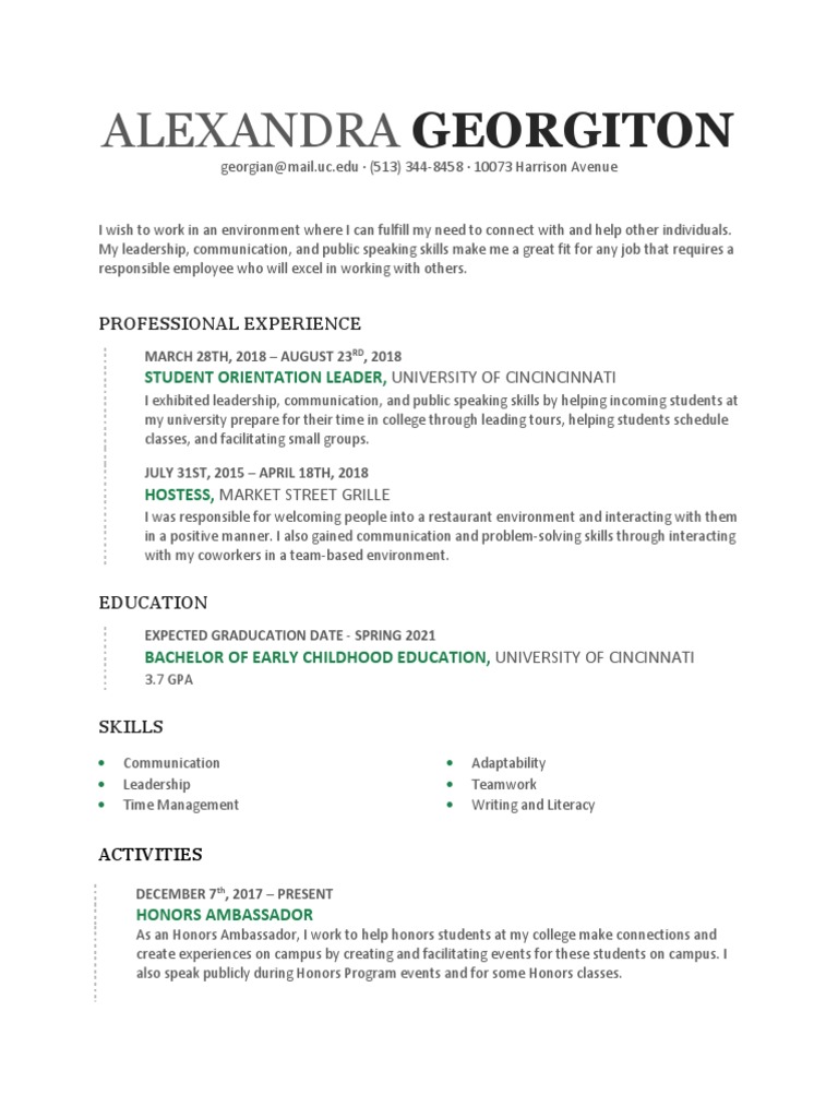 Alexandra Georgiton's Resume Overview | PDF | Career & Growth | Social ...