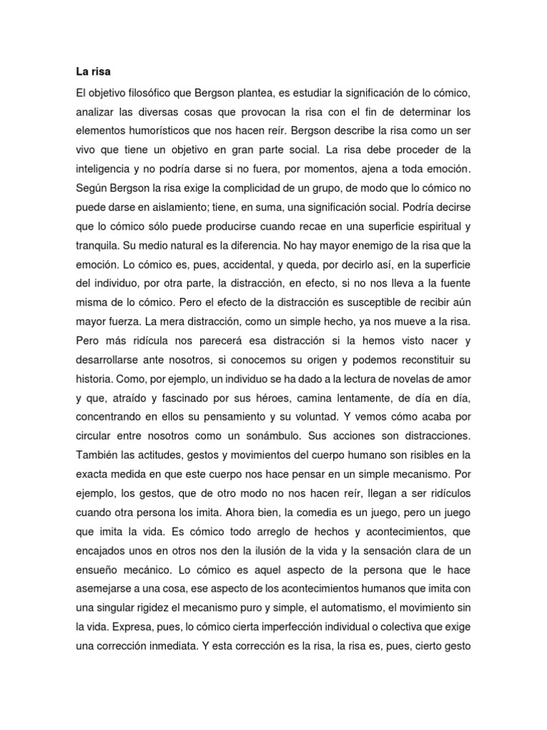 La Risa | PDF | La risa | Henri Bergson