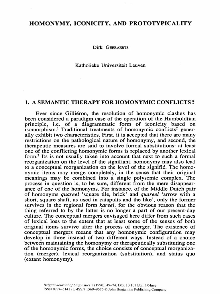 Homonymy, Iconicity and Prototypicality | PDF | Lexicology | Information